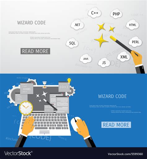 Flat Concept Programming And Coding Royalty Free Vector