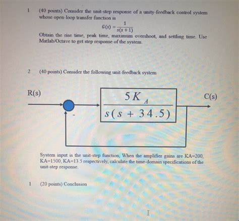 Solved Points Consider The Unit Step Response Of A Chegg