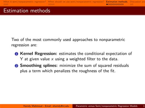 Parametric Versus Semi Nonparametric Parametric Regression Models Ppt
