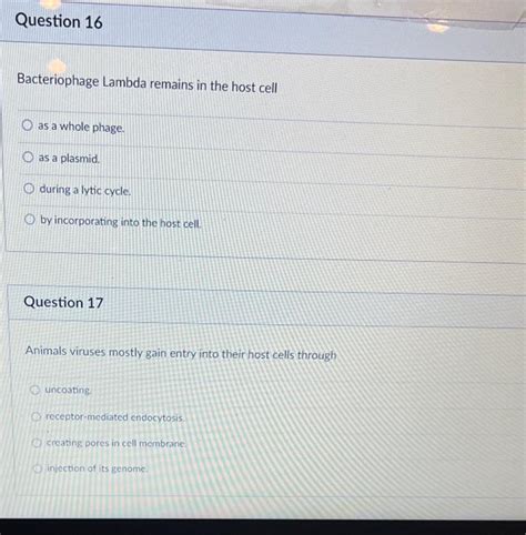 Solved Bacteriophage Lambda Remains In The Host Cell As A