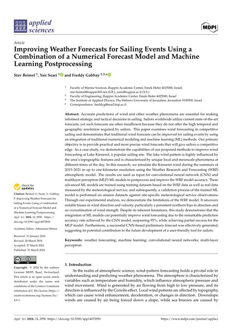 Pdf Improving Weather Forecasts For Sailing Events Using A