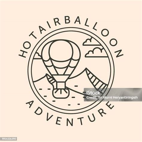 열기구 모험 라인 아트 벡터 상징 일러스트 레이 션 디자인 배지에 대한 스톡 벡터 아트 및 기타 이미지 배지 여행 주제 열기구 Istock