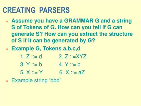 Ppt Facs Week 15 Recursive Descent Parsers Table Driven Recursive