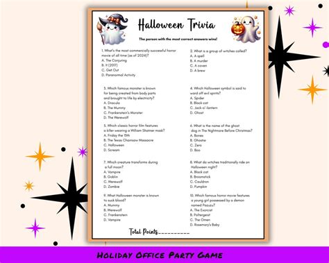 Halloween Trivia Holiday Trivia Game Office Party Game Work Party