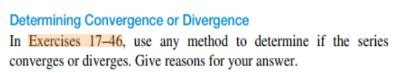 Determining Convergence Or Divergence In Exercises Chegg Com