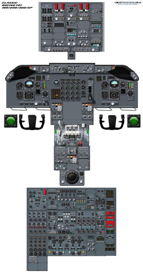 Boeing 747 100 200 300 Sp Cockpit Poster With Flight Engineers Panel Etsy
