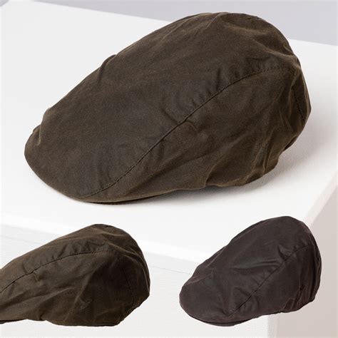 Mens Wax Flat Cap 100 Cotton Country Cap Water Resistant Hat 2
