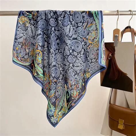 면스카프 여성용 꽃 프린트 손수건 히잡 스카프 럭셔리 코튼 머리띠 목 패션 반다나 70cm 티몬