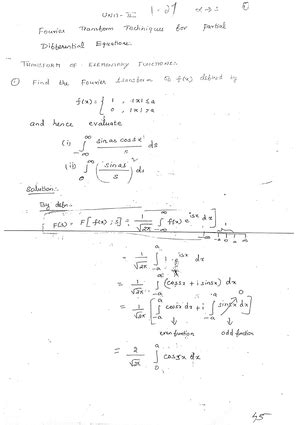 Pde Partial Differential Equation Complete Notes Transforms And Partial Differential