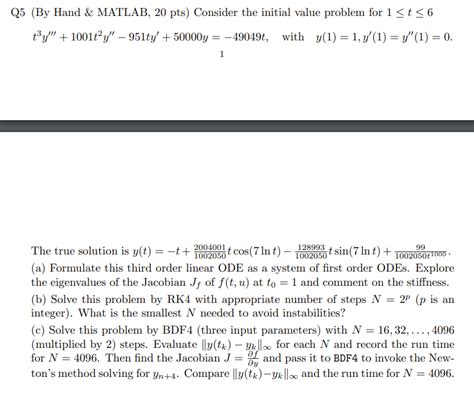 Solved Q5 By Hand And Matlab 20 Pts Consider The Initial