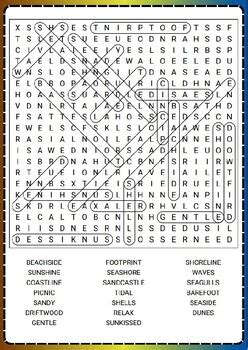 Walk In The Sand Day Word Search Puzzle No Prep Activity Worksheet