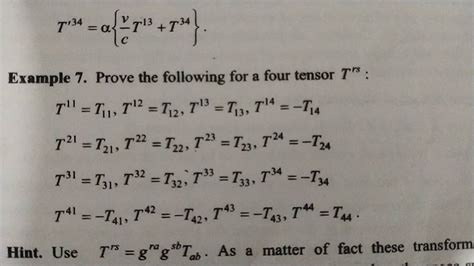 Example 7 Prove The Following For A Four Tensor Trs T11t11 T12t12