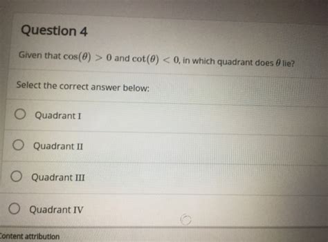 solved question 4 given that cos 0 0 and cot 0