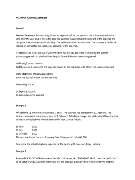 Accruals And Prepayments Foundation Pdf Accrual Expense