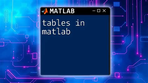 Mastering Tables In Matlab A Quick Guide