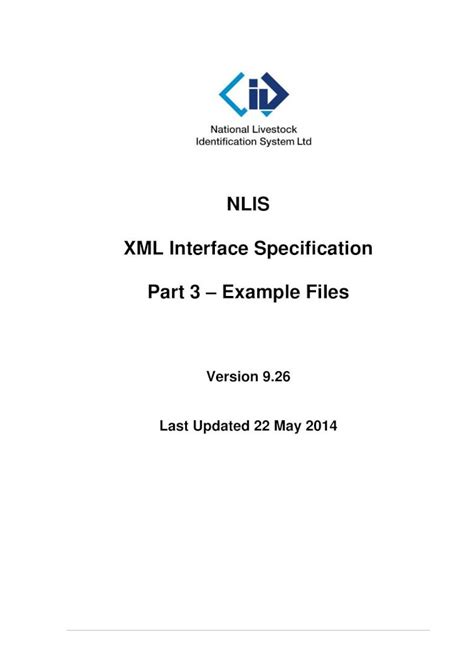 Pdf Nlis Xml Interface Specification Part 3 Example Files · 2020 11 2 · Industry Systems