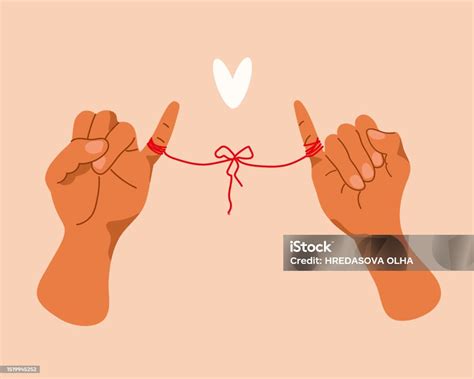 사랑에 빠진 커플은 사랑의 실로 묶여 있습니다 발렌타인 데이 인사말 카드 생일 커플을위한 사랑의 인사 개념에 대한 스톡 벡터 아트 및 기타 이미지 Istock