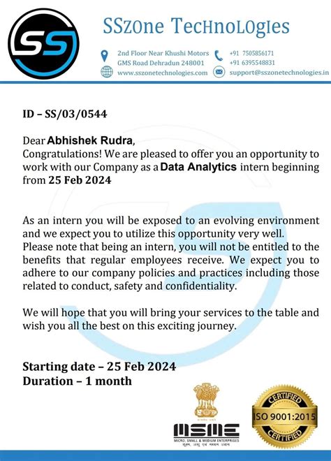 Abhishek Rudra On Linkedin I Got An Internship Offer Letter From