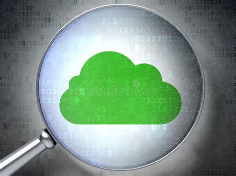Cloud Computing Concept Cloud With Optical Glass Stock Illustration