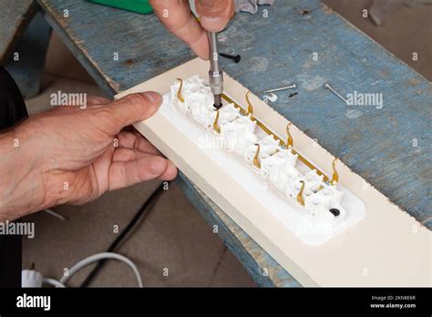 Man Making An Extension Cord Socket Outdoor Stock Photo Alamy