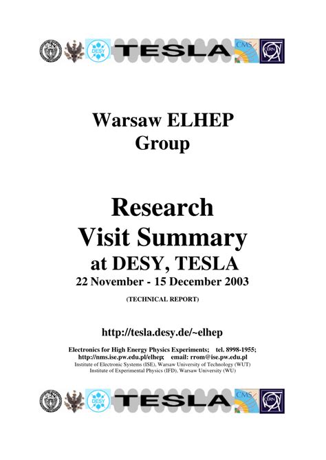 Pdf Elhep Tesla Development Program Quarterly Technical Report Desy