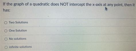If The Graph Of A Quadratic Does Not Intercept The X Axis At Any Point