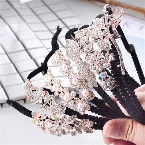 우아한 여성 라인 석 꽃 하트 보우 스타 머리띠 헤어 후프 액세서리여성 헤어 액세서리 Aliexpress