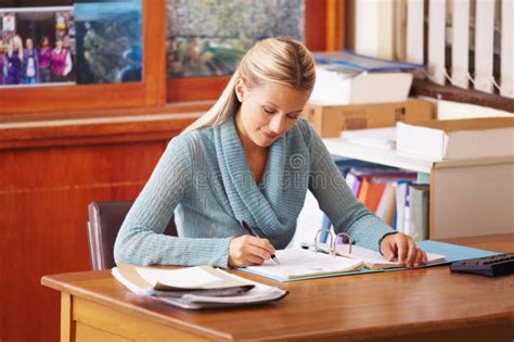 Teacher Marking Students Work Stock Image Image Of Girl Person 35432035