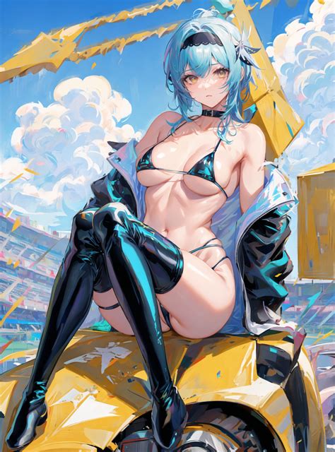 Rule 34 1girls Ai Generated Bikini Blue Hair Curvaceous Curvy Body Curvy Female Eula Genshin