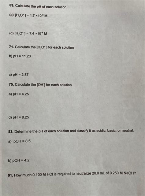 Solved 63. Calculate [OH−]given [H3O+]in each aqueous | Chegg.com