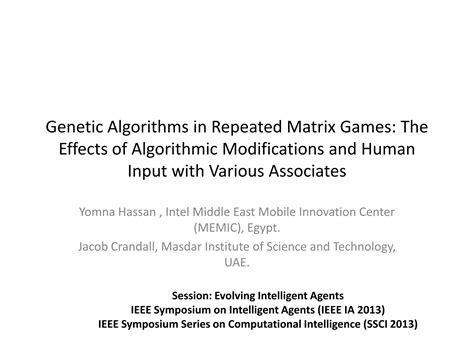 Genetic Algorithms In Repeated Matrix Games The Effects Of Algorithmic Modifications And Human