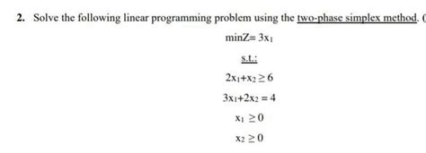 Solved 2 Solve The Following Linear Programming Problem