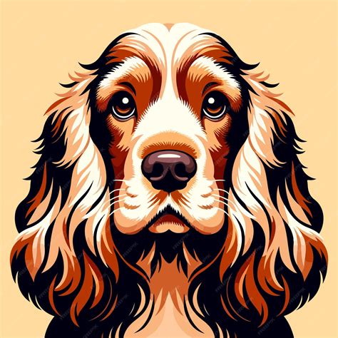Vector Cartoon Portrait Of An English Cocker Spaniel With An Isolated