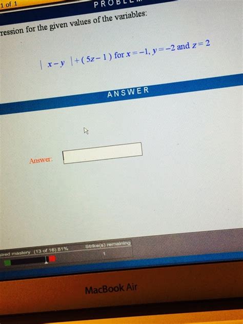 Solved Expression For The Given Values For The Variables
