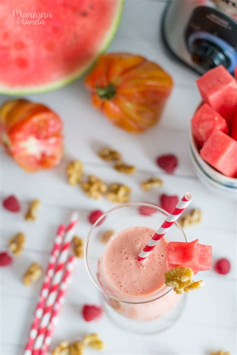 Manzanaandcanela Smoothie De Sandía Yogur Y Nueces Receta Sin Azúcar