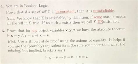 4 you are in boolean logic prove that if a set of