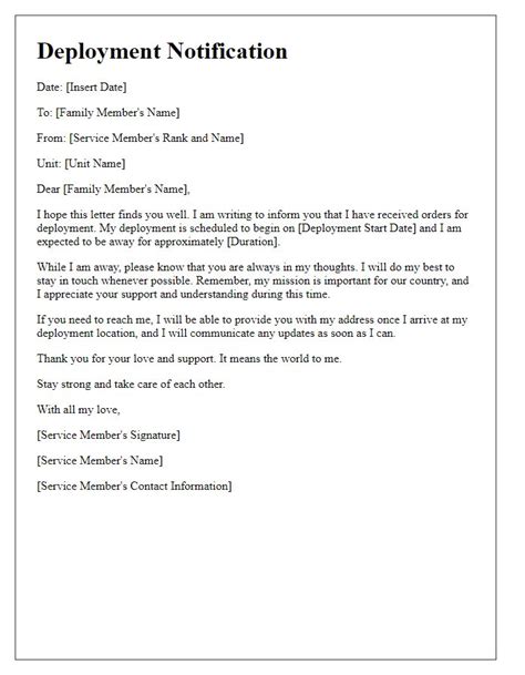 Letter Template For Military Deployment Notice Free Samples In Pdf