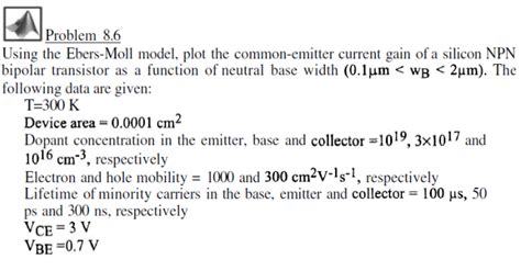 Solved Problem 86 Using The Ebers Moll Model Plot The