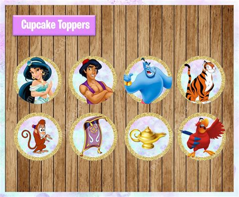 Princess Jasmine Toppers Instant Download Printable Princess Party