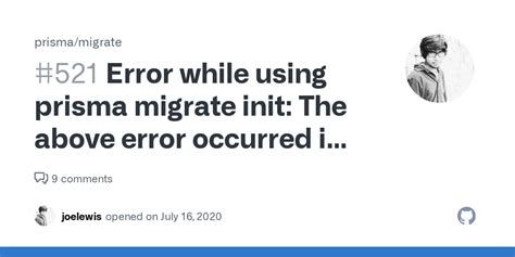 error while using prisma migrate init the above error occurred in the