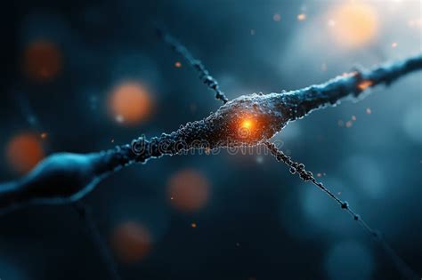 Scientific Representation Of A Neuron With Glowing Synapse Connections In A Digital Style Stock
