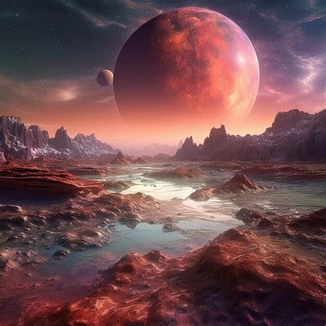 Premium AI Image | Arafed view of a planet with a river in the foreground generative ai