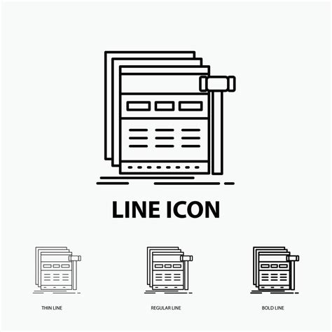 Internet Page Web Webpage Wireframe Icon In Thin Regular And Bold Line Style Vector