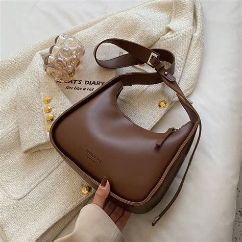 여성용 Hifashion 와이드 스트랩 크로스바디 백 2023 트렌드 디자이너 하프 문 언더암 숄더백 Pu 가죽 핸드백 및 지갑 Aliexpress