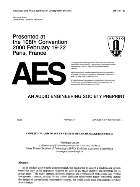 amplitude and phase synthesis of loudspeaker systems pdf