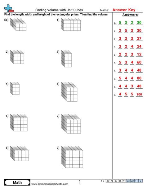 Finding Volume With Unit Cubes Worksheets