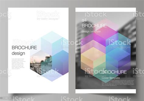 A4 포맷 커버의 벡터 레이아웃은 화려한 육각형 기하학적 모양 브로셔를 위한 기술 배경 전단지 레이아웃 소책자 커버 디자인 책