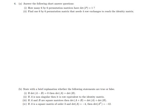 solved 6 a answer the following short answer questions
