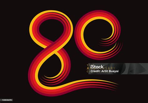 80 주년 기념 축하 로고 타입 빨간색 선 벡터 80 번째 생일 로고 80 숫자 디자인 배너 템플릿 초대 카드 포스터 티셔츠에 대 한 로고 번호 요소 2022년에 대한 스톡