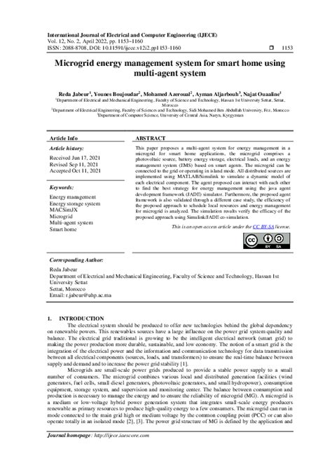 Pdf Microgrid Energy Management System For Smart Home Using Multi Agent System